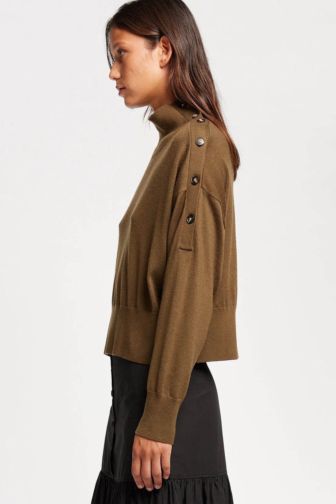 Shop Kloke - Impart Mock Neck Sweater - Brown Online | Found Store NZ ...