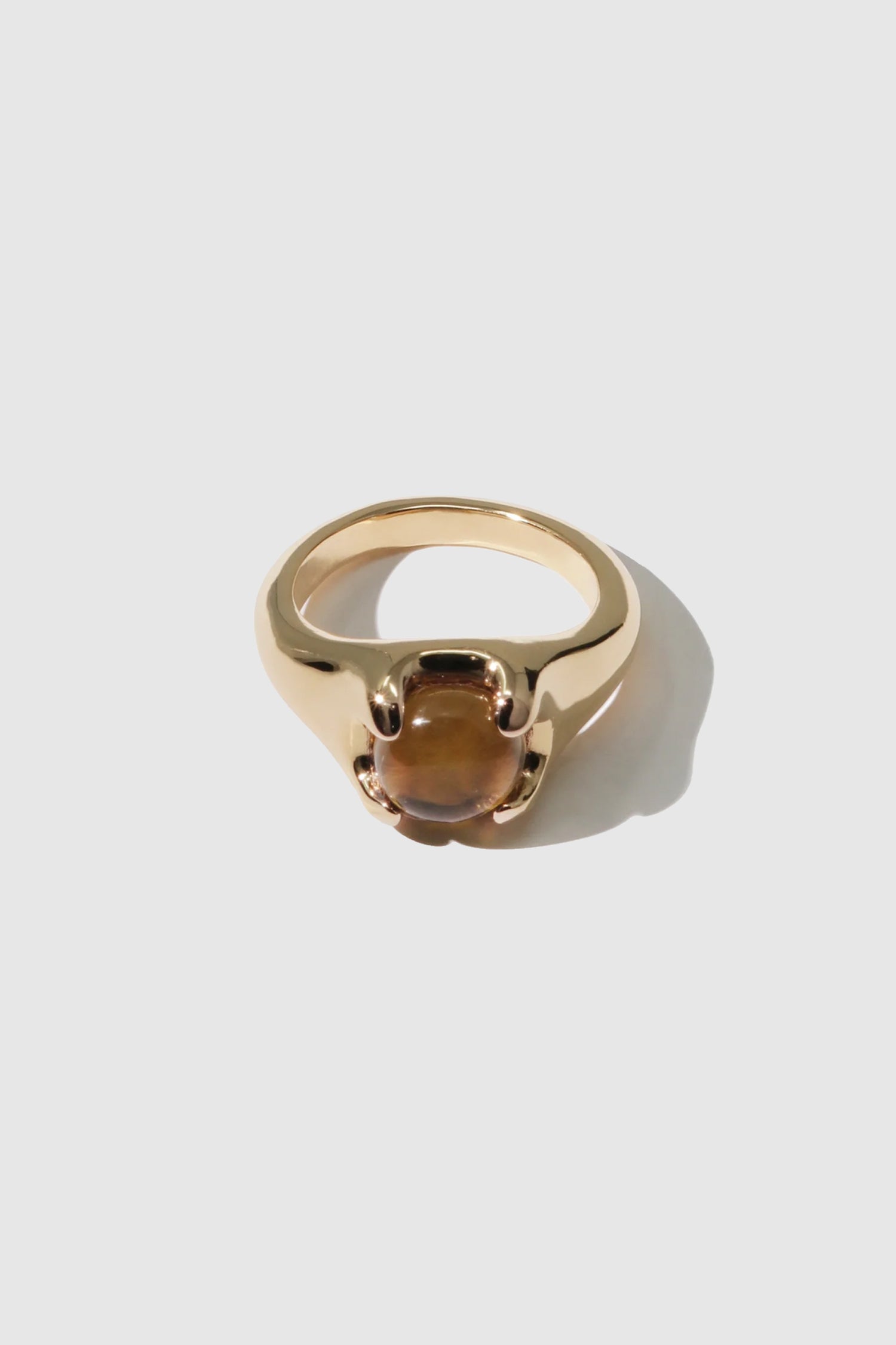 Shop CLED - Beam Ring - 24K Gold Plated Brass - Brown Amber Online ...